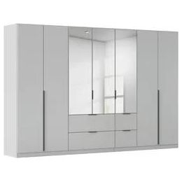 Dreht&uuml;renschrank OTTO HOME "Kleiderschrank Schrank Garderobe AGORDO mit Dekor- oder Hochglanzfront", grau (seidengrau), B:315cm H:210cm T:54cm, Holzwerkstoff, Schr&auml;nke, Dreht&uuml;renschrank, mit Au&szlig;enschubk&auml;sten, in 7 Breiten und 2 H&ouml;hen MADE IN GERMANY