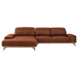 Wohnlandschaft Musterring "MR 2490 Ecksofa mit erstklassigem Sitzkomfort, Long-Life-Leder", braun (cognac, b), B:342cm T:207cm, Sofas, Wohnlandschaft, Bronze-Fu&szlig;, Sitzh&ouml;he 48cm, wahlweise mit Funktionen, Ma&szlig;e 342 x 207 cm
