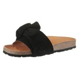 Pantolette VERBENAS "Roxy Roda", Damen, Gr. 35, schwarz, Veloursleder, unifarben, Schuhe Pantolette, Sommerschuh, Flat, Pool Slides mit modischer Schlaufe