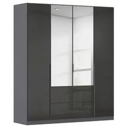 Dreht&uuml;renschrank OTTO HOME "Kleiderschrank Schrank Garderobe AGORDO mit Dekor- oder Hochglanzfront", grau (graumetallic, hochglanz effektgrau), B:181cm H:210cm T:54cm, Holzwerkstoff, Schr&auml;nke, Dreht&uuml;renschrank, mit Au&szlig;enschubk&auml;sten, in 7 Breiten und 2 H&ouml;hen MADE IN GERMANY