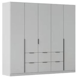 Dreht&uuml;renschrank OTTO HOME "Kleiderschrank Schrank Garderobe AGORDO mit Dekor- oder Hochglanzfront", grau (seidengrau), B:226cm H:210cm T:54cm, Holzwerkstoff, Schr&auml;nke, Dreht&uuml;renschrank, mit Au&szlig;enschubk&auml;sten, in 7 Breiten und 2 H&ouml;hen MADE IN GERMANY