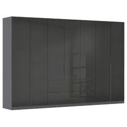 Dreht&uuml;renschrank OTTO HOME "Kleiderschrank Schrank Garderobe AGORDO mit Dekor- oder Hochglanzfront", grau (graumetallic, hochglanz effektgrau), B:315cm H:210cm T:54cm, Holzwerkstoff, Schr&auml;nke, Dreht&uuml;renschrank, mit Au&szlig;enschubk&auml;sten, in 7 Breiten und 2 H&ouml;hen MADE IN GERMANY