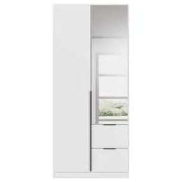 Dreht&uuml;renschrank OTTO HOME "Kleiderschrank Schrank Garderobe AGORDO mit Dekor- oder Hochglanzfront", wei&szlig; (alpinwei&szlig;), B:91cm H:229cm T:54cm, Holzwerkstoff, Schr&auml;nke, Dreht&uuml;renschrank, mit Au&szlig;enschubk&auml;sten, in 7 Breiten und 2 H&ouml;hen MADE IN GERMANY