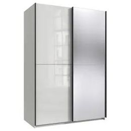 Kleiderschrank wimex "Mugano, B/T/H 135 oder 180/65/198cm, Made in Germany", front hg lack wei&szlig;, spiegel, korpus wei&szlig;, griffe schwarz, B:135cm H:198cm T:65cm, Holzwerkstoff, Schr&auml;nke, Kleiderschrank, 2 Schwebet&uuml;ren mit oder ohne Spiegel, Metallgriffe