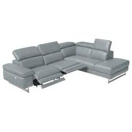 Ecksofa Egoitaliano "Candice, elegant, edel und bequem, erstklassiger Sitzkomfort, L-Form", blau (himmel), B:278cm H:100cm T:221cm, Leder NUVOLE (Echtes Rindsleder). Halbnat&uuml;rliches, halbnarbiges Rindsleder mit einer nat&uuml;rlichen K&ouml;rnung von 1, 2 bis 1, 4 mm. Dieses Leder hat eine weiche, wachsartige Haptik mit mattem Aussehen und einem Wolkeneffekt. Es handelt sich um ein Naturleder, das die urspr