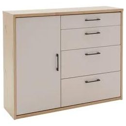 Hochkommode Priess "Warburg hochwertige Kommode aus Deutschland", wei&szlig; (eiche artisan, sandgrau), B:121,5cm H:98,5cm T:35,5cm, Sideboards, Kombikommode, fertig aufgebaut geliefert mit D&auml;mpfern und Metallgriffen