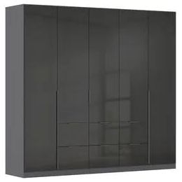 Dreht&uuml;renschrank OTTO HOME "Kleiderschrank Schrank Garderobe AGORDO mit Dekor- oder Hochglanzfront", grau (graumetallic, hochglanz effektgrau), B:226cm H:210cm T:54cm, Holzwerkstoff, Schr&auml;nke, Dreht&uuml;renschrank, mit Au&szlig;enschubk&auml;sten, in 7 Breiten und 2 H&ouml;hen MADE IN GERMANY