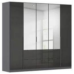 Dreht&uuml;renschrank OTTO HOME "Kleiderschrank Schrank Garderobe AGORDO mit Dekor- oder Hochglanzfront", grau (graumetallic, hochglanz effektgrau), B:226cm H:229cm T:54cm, Holzwerkstoff, Schr&auml;nke, Dreht&uuml;renschrank, mit Au&szlig;enschubk&auml;sten, in 7 Breiten und 2 H&ouml;hen MADE IN GERMANY