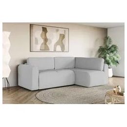 Ecksofa OTTO HOME "Zacharia wahlweise Schlafsofa mit Bettkasten, B/T/H 250/166/86 cm", grau (hellgrau), B:250cm H:86cm T:166cm, 100% Polyester, Sofas, Ecksofa, L-Form mit Wellenunterfederung, Ottomane rechts oder links bestellbar