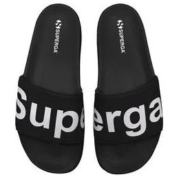Badesandale Superga "1908 SLIDES POLYSOFT", Herren, Gr. 38, schwarz-wei&szlig; (schwarz, wei&szlig;), Synthetik, Schuhe, Badelatschen