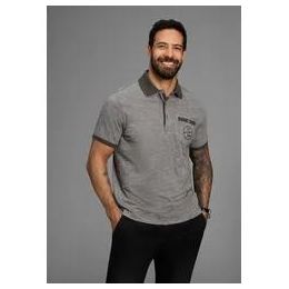 MAN'S WORLD Poloshirt MAN'S WORLD, Herren, Gr. 3XL (64/66), schwarz (anthra melange), Single Jersey, Obermaterial: 100% Baumwolle, meliert, regular fit, Rundhals, Rippb&uuml;ndchen kontrastfarben, Shirts, Kurzarm, Regular Fit, melierte Struktur, Rundhalsausschnitt