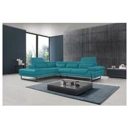 Ecksofa Egoitaliano "Queenie, extravagantes Sofa mit erstklassigem Sitzkomfort, L-Form", blau (t&uuml;rkis), B:284cm H:95cm T:108cm, Luxus-Microfaser (100% Polyester) Leder &raquo;BULL&laquo; (echtes Rindsleder). Geschliffenes, pigmentiertes und behandeltes Rindsleder mit einer Dicke von 1, 3-1, 5 mm. Dieses Leder zeigt eine ziemlich weiche Hand mit einem halb undurchsichtigen Aussehen. Es handelt sich um ein gesc
