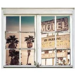 Wandsticker queence "Motel Schild", braun, B:40cm H:60cm T:0,1cm, Wandtattoos, Wandsticker, Wandbild, selbstklebend, 3D, Fenster