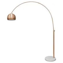Salesfever Bogenlampe "Clara", braun (kupferfarben, wei&szlig;), 1, &Oslash; 30cm H: 181cm, Leuchten, Fu&szlig; aus Marmor, Bogenlampe