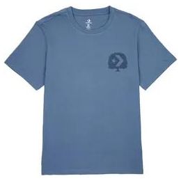 T-Shirt Converse "MEN'S Converse TREE T-SHIRT", Herren, Gr. S, blau (lakeside blau), Obermaterial: 100% Baumwolle, Shirts T-Shirt