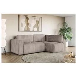 Ecksofa OTTO HOME "Zacharia wahlweise Schlafsofa mit Bettkasten, B/T/H 250/166/86 cm", grau (taupe), B:250cm H:86cm T:166cm, 100% Polyester, Sofas, Ecksofa, L-Form mit Wellenunterfederung, Ottomane rechts oder links bestellbar