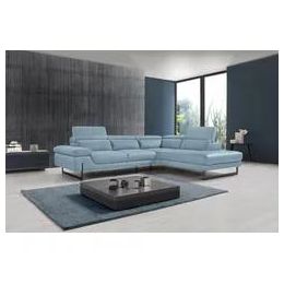 Ecksofa Egoitaliano "Queenie, extravagantes Sofa mit erstklassigem Sitzkomfort, L-Form", blau (himmelblau), B:284cm H:95cm T:108cm, Luxus-Microfaser (100% Polyester) Leder &raquo;BULL&laquo; (echtes Rindsleder). Geschliffenes, pigmentiertes und behandeltes Rindsleder mit einer Dicke von 1, 3-1, 5 mm. Dieses Leder zeigt eine ziemlich weiche Hand mit einem halb undurchsichtigen Aussehen. Es handelt sich um ein 