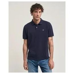 Poloshirt Gant "REG EMB ARCHIVE SHIELD POLO", Herren, Gr. S, blau (evening blau), Web, Obermaterial: 100% Baumwolle, unifarben, regular fit normal, Rundhals, eingesetzt,&Auml;rmel ohne &Auml;rmelschlitz angesetztes B&uuml;ndchen, Shirts, Mit Schlitzen an der Seite