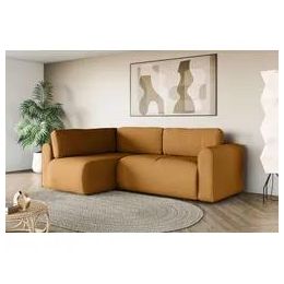 Ecksofa OTTO HOME "Zacharia wahlweise Schlafsofa mit Bettkasten, B/T/H 250/166/86 cm", gelb, B:250cm H:86cm T:166cm, 100% Polyester, Sofas, Ecksofa, L-Form mit Wellenunterfederung, Ottomane rechts oder links bestellbar