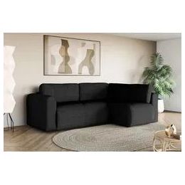 Ecksofa OTTO HOME "Zacharia wahlweise Schlafsofa mit Bettkasten, B/T/H 250/166/86 cm", schwarz, B:250cm H:86cm T:166cm, 100% Polyester, Sofas, Ecksofa, L-Form mit Wellenunterfederung, Ottomane rechts oder links bestellbar