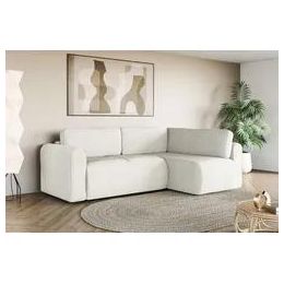 Ecksofa OTTO HOME "Zacharia wahlweise Schlafsofa mit Bettkasten, B/T/H 250/166/86 cm", beige (creme), B:250cm H:86cm T:166cm, 100% Polyester, Sofas, Ecksofa, L-Form mit Wellenunterfederung, Ottomane rechts oder links bestellbar