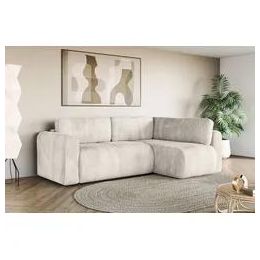 Ecksofa OTTO HOME "Zacharia wahlweise Schlafsofa mit Bettkasten, B/T/H 250/166/86 cm", beige (creme), B:250cm H:86cm T:166cm, 100% Polyester, Sofas, Ecksofa, L-Form mit Wellenunterfederung, Ottomane rechts oder links bestellbar