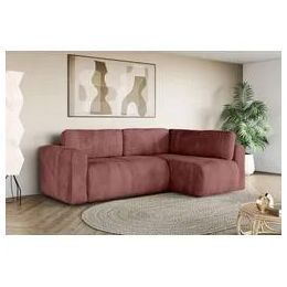 Ecksofa OTTO HOME "Zacharia wahlweise Schlafsofa mit Bettkasten, B/T/H 250/166/86 cm", rosa, B:250cm H:86cm T:166cm, 100% Polyester, Sofas, Ecksofa, L-Form mit Wellenunterfederung, Ottomane rechts oder links bestellbar