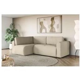 Ecksofa OTTO HOME "Zacharia wahlweise Schlafsofa mit Bettkasten, B/T/H 250/166/86 cm", grau (taupe), B:250cm H:86cm T:166cm, 100% Polyester, Sofas, Ecksofa, L-Form mit Wellenunterfederung, Ottomane rechts oder links bestellbar
