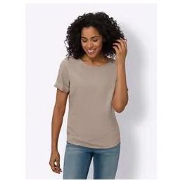 Schlupfbluse Classic Basics, Damen, Gr. 46, beige (sesam), 100% Polyester, unifarben, Rundhals, Blusen Schlupfbluse, Topseller