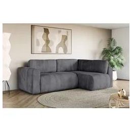 Ecksofa OTTO HOME "Zacharia wahlweise Schlafsofa mit Bettkasten, B/T/H 250/166/86 cm", grau, B:250cm H:86cm T:166cm, 100% Polyester, Sofas, Ecksofa, L-Form mit Wellenunterfederung, Ottomane rechts oder links bestellbar