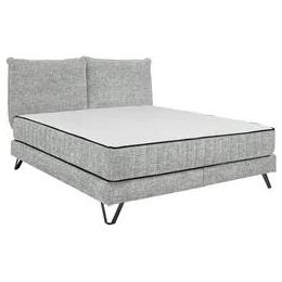 Boxspringbett "Baldwin", grau (dove), B:202cm L:212cm, 95% Polyester, 5% Cotton, SET ONE BY Musterring, Komplettbetten, Boxspringbett, Liegefl&auml;che 180 x 200 cm, Duo-Matratze (H3/H4), Kopfteil zweigeteilt