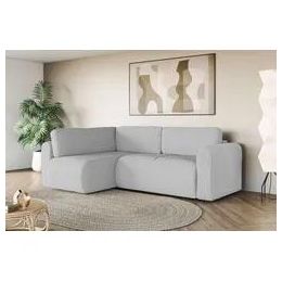 Ecksofa OTTO HOME "Zacharia wahlweise Schlafsofa mit Bettkasten, B/T/H 250/166/86 cm", grau (hellgrau), B:250cm H:86cm T:166cm, 100% Polyester, Sofas, Ecksofa, L-Form mit Wellenunterfederung, Ottomane rechts oder links bestellbar