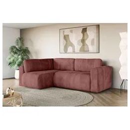 Ecksofa OTTO HOME "Zacharia wahlweise Schlafsofa mit Bettkasten, B/T/H 250/166/86 cm", rosa, B:250cm H:86cm T:166cm, 100% Polyester, Sofas, Ecksofa, L-Form mit Wellenunterfederung, Ottomane rechts oder links bestellbar