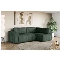 Ecksofa OTTO HOME "Zacharia wahlweise Schlafsofa mit Bettkasten, B/T/H 250/166/86 cm", gr&uuml;n (dunkelgr&uuml;n), B:250cm H:86cm T:166cm, 100% Polyester, Sofas, Ecksofa, L-Form mit Wellenunterfederung, Ottomane rechts oder links bestellbar