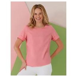 Schlupfbluse Classic Basics, Damen, Gr. 46, rosa (flamingo), 100% Polyester, unifarben, Rundhals, Blusen Schlupfbluse