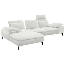 Ecksofa W.Schillig "valentinoo, Designsofa, bequem, elegant und zeitlos, L-Form", wei&szlig; (wei&szlig; z73), B:299cm H:83cm T:178cm, Longlife Xtra-Leder Z73: Naturwalkleder der Luxusklasse aus den erlesensten Rohh&auml;uten. Hautst&auml;rke 1, 1 &ndash; 1, 3 mm, Sofas, Ecksofa, inklusive Hocker, mit Sitztiefenverstellung, Breite 299 cm