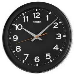 Wanduhr Seiko, schwarz, Wanduhren, B/H/L: 4,3cm, Wanduhr, Quarzuhr, durchlaufende Sekunde, K&uuml;che, Arbeitszimmer, B&uuml;ro