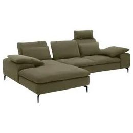 Ecksofa W.Schillig "valentinoo, Designsofa, bequem, elegant und zeitlos, L-Form", gr&uuml;n (camouflage z69), B:299cm H:83cm T:178cm, Longlife Xtra-Leder Z69: Das feinnarbige, gedeckte Softleder Z69 besticht durch seine au&szlig;ergew&ouml;hnliche Weichheit im trendigen &raquo;Vintage-Look&laquo;, Hautst&auml;rke 0, 9 - 1, 1 mm, Sofas, Ecksofa, inklusive Hocker, mit Sitztiefenverstellung, Breite 299 cm