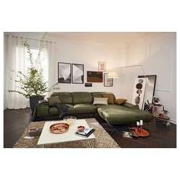 Wohnlandschaft Musterring "MR 2490 Ecksofa mit erstklassigem Sitzkomfort, Long-Life-Leder", gr&uuml;n (camouflage, s), B:342cm T:207cm, Sofas, Wohnlandschaft, Fu&szlig; Schwarz, Sitzh&ouml;he 46cm, wahlweise mit Funktionen, Ma&szlig;e 342x207 cm