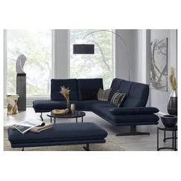 Ecksofa W.Schillig "broadway, Designsofa, toller Sitzkomfort, zeitlos, elegant, L-Form", blau (blau z59), B:284cm H:94cm T:224cm, Longlife Xtra-Leder Z59: Glattleder mit modischer Pr&auml;gung. Hautst&auml;rke 0, 9 - 1, 1 mm, Sofas, Ecksofa, Sitztiefenverstellung, Kopfteil- & Seitenteilverstellung, Breite 284cm