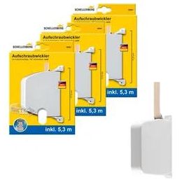 Aufputz-Gurtwickler Schellenberg "Aufschraubwickler f&uuml;r das Rollladensystem Maxi", wei&szlig;, 3 Stk., Gurtwickler, schwenkbar, mit vormontiertem Rollladengurtband, wei&szlig; oder braun