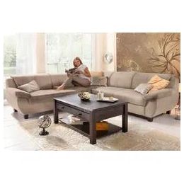 Ecksofa Home Affaire "Yesterday L-Form, B/T: 254/91 cm, belastbar bis 140kg/ Sitz", beige (natur), Sofas, B/H/T: 254cm x 80cm x 91cm, Microfaser, Antikleder-Optik Melrose (100% Polyester);Struktur (100% Polyester);Primabelle-Microfaser (100% Polyester), Antiklederoptik, Ecksofa, Microfaser, natur, B:254cm H:80cm T:91cm