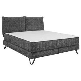 Boxspringbett "Baldwin", grau (anthrazit), B:202cm L:212cm, 100% Polyester, SET ONE BY Musterring, Komplettbetten, Boxspringbett, Liegefl&auml;che 180 x 200 cm, Duo-Matratze (H3/H4), Kopfteil zweigeteilt