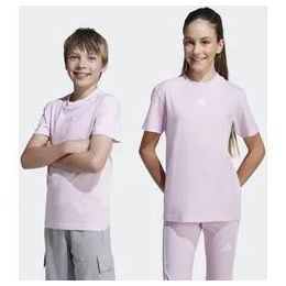 T-Shirt Adidas SPORTSWEAR "ESSENTIALS KIDS", Jungen, Gr. 128, pink (clear pink, wei&szlig;), Obermaterial: 100% Baumwolle, normal, Rundhals, Shirts T-Shirt, f&uuml;r Kinder, mit Rundhalsausschnitt, ohne Verschluss, pflegeleicht