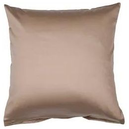 Kissenbezug Janine "Colors Mako Satin", grau (taupe), B:50cm L:50cm, Mako-Satin, Obermaterial: 100% Baumwolle, Kissenbez&uuml;ge, Kissenbezug, mit Rei&szlig;verschluss, uni Kissenh&uuml;lle, feinf&auml;dig, 100% Baumwolle
