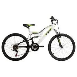 Kinderfahrrad WYLD "Kinder-Mountainbike Fully 24'' Zodiac wei&szlig; 18 G&auml;nge RH 38 cm" Gr. 38, wei&szlig; (wei&szlig;, schwarz), Fahrr&auml;der, Kinder, 38cm, 24 Zoll (60,96cm) hinten: 24 Zoll (60,96cm)