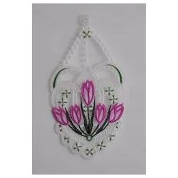 Fensterbild Stickereien Plauen "Krokusse" Gr. 1, bunt (gr&uuml;n, lila, wei&szlig;), B:15cm H:27cm, Polyester, Fensterbilder