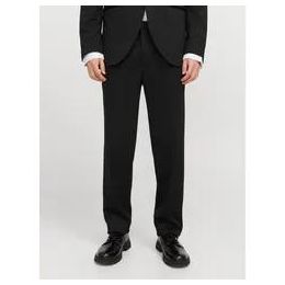 Jack & Jones Anzughose JACK & JONES "JPRJAXON Businesshose mit mittlerer Bundh&ouml;he", Herren, Gr. 54, N-Gr, schwarz (schwarz fit:slim fit), Web, Obermaterial: 74% Polyester, 22% Viskose, 4% Elasthan, unifarben, slim fit normal, Hosen Anzughose, unifarben, modisch, slim fit, Materialmix