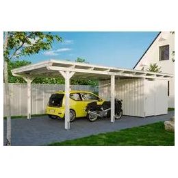 Skan Holz Einzelcarport SKANHOLZ "Emsland", wei&szlig;, B/H/T: 223cm x, Carports, mit Abstellraum, versch. Farben