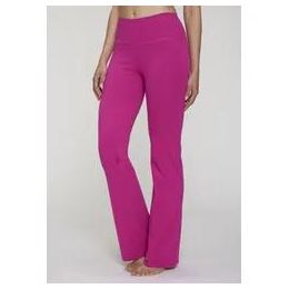 Jazzpants Lascana ACTIVE, Damen, Gr. 44/46, N-Gr, pink, Single Jersey, Obermaterial: 95% Baumwolle, 5% Elasthan, unifarben, Basic, lang, Hosen, mit breitem B&uuml;ndchen